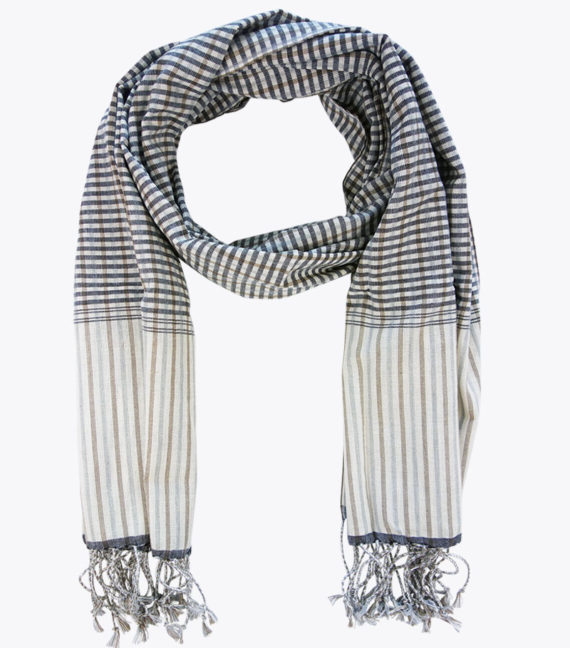 Krama black Ivory - Black fashion scarf from Siem Reap in Cambodia