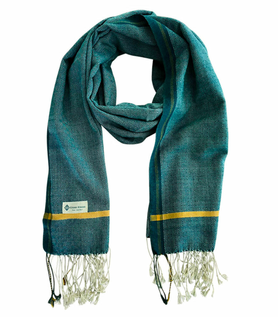 Krama Yasovarman, scarf blue/green handwoven in Cambodia