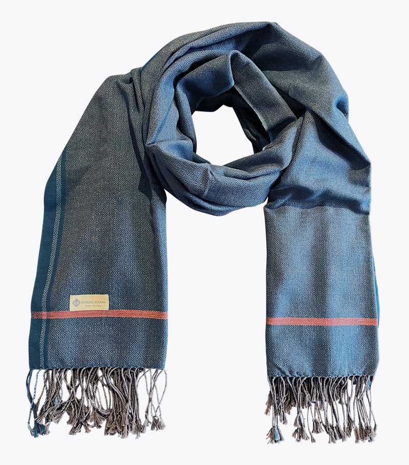 Krama Isana - hand-woven Cambodian blue scarf