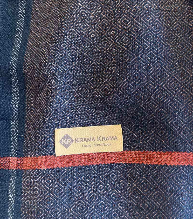 Krama Isana - hand-woven Cambodian blue scarf